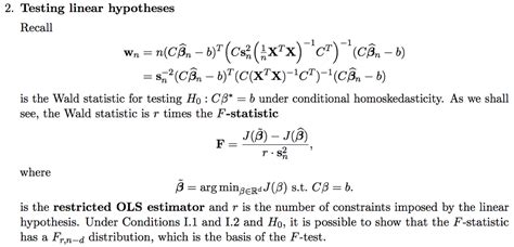 2 Testing Linear Hypotheses Recall Is The Wald Chegg Com