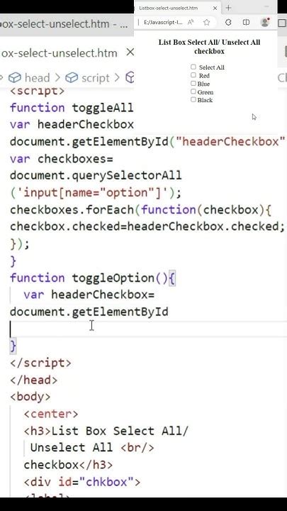 Select And Unselect All Checkbox List Youtube