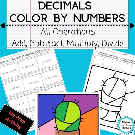 Decimal Operations Add Sub Mult And Div Color By Number Print Activity