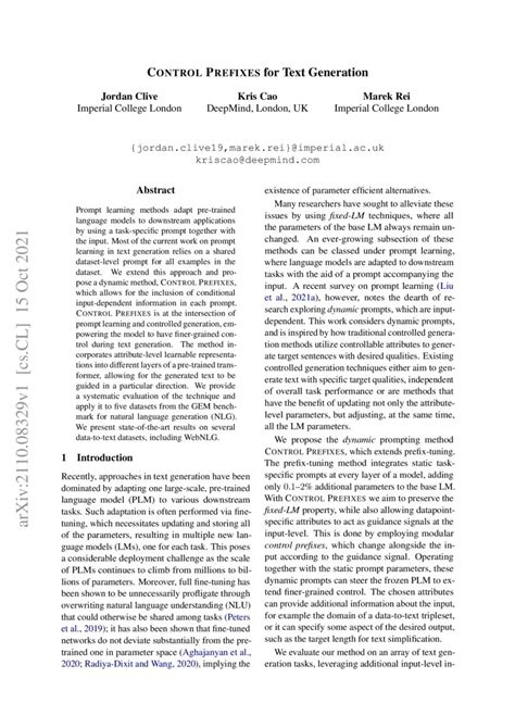 Control Prefixes For Text Generation Deepai