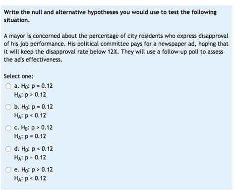 solved write the null and alternative hypotheses you would