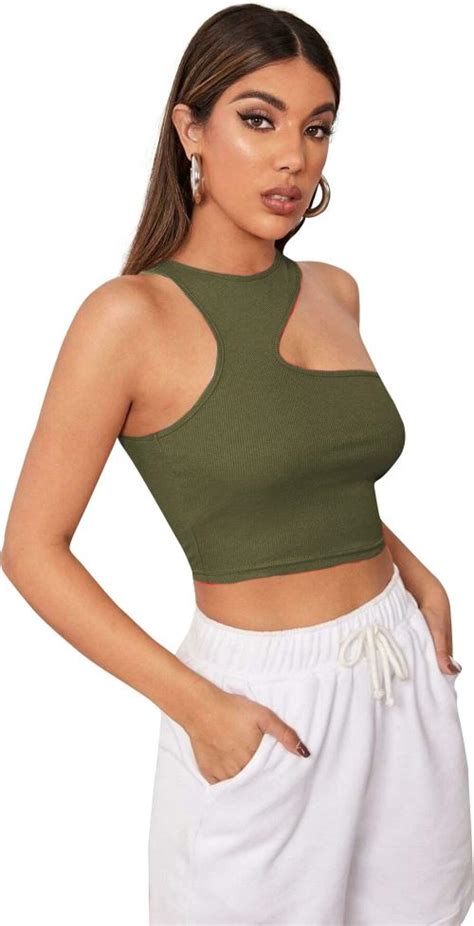 Buy Classy Fashion Women Green Solid Cotton Blend Top Xs Online At