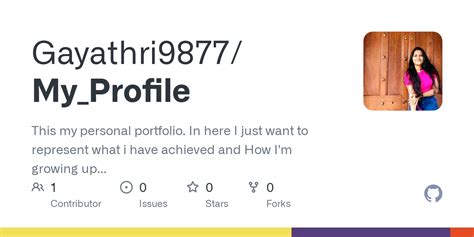 GitHub Gayathri My Profile This My Personal Portfolio In Here I Just Want To Represent