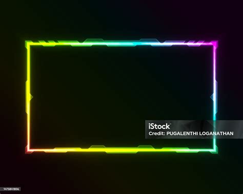 추상 무지개 색 네온 스트림 오버레이 Gui 화면 테두리 프레임 글로우 효과 Brand Name Video Game에 대한 스톡 벡터 아트 및 기타 이미지 Brand