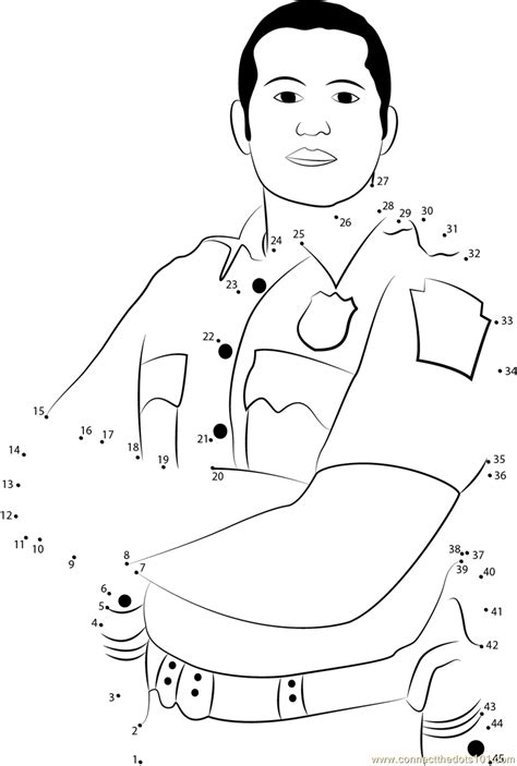 Policeman In Uniform Dot To Dot Printable Worksheet Connect The Dots