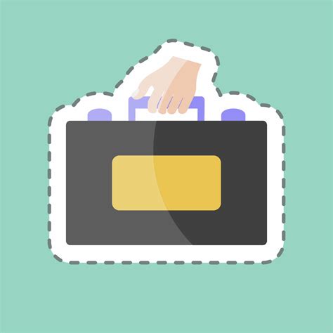 Sticker Line Cut Holding Briefcase Suitable For Hand Actions Symbol Simple Design Editable