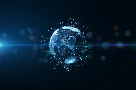 행성 지구 지구 입자 전달 연결 추상 3d 렌더링 기술 빅 데이터 네트워크 개념 0명에 대한 스톡 사진 및 기타 이미지 0명 3차원 형태 가상현실 Istock