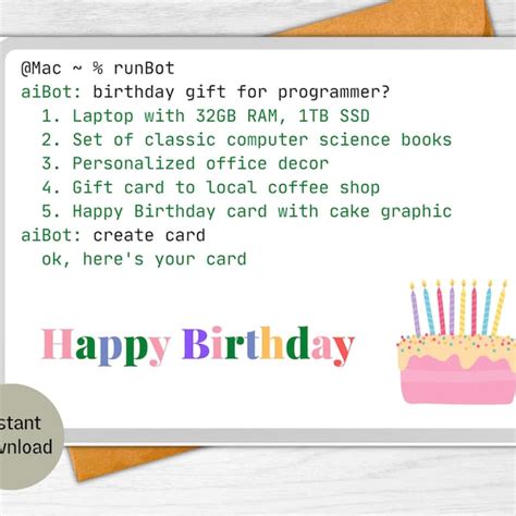 Developer Birthday Card Etsy