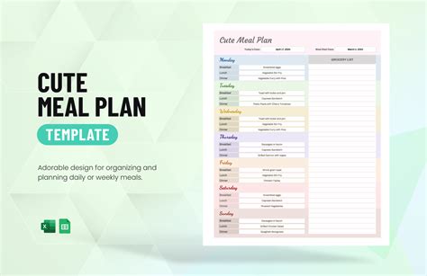 Meal Plan Excel Template
