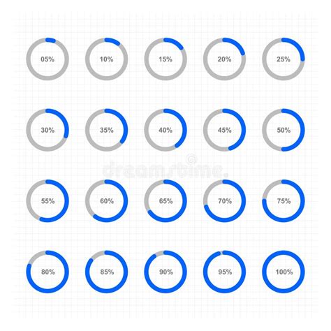 Blue Download Process Loading Indicator Circle Percentage Diagrams Set Of Circle Progress
