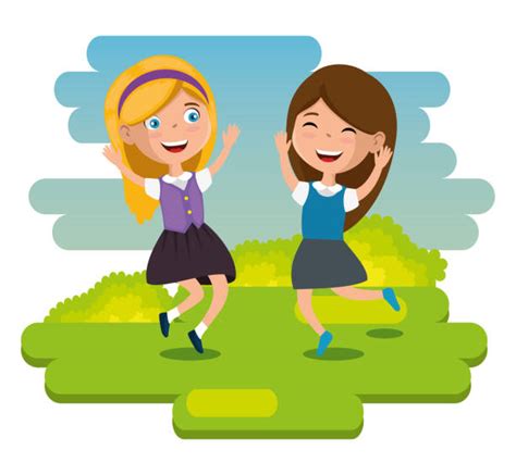 Girls Playing Clipart