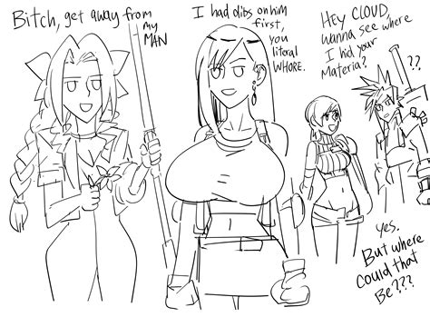 Tifa Lockhart Cloud Strife Aerith Gainsborough And Yuffie Kisaragi