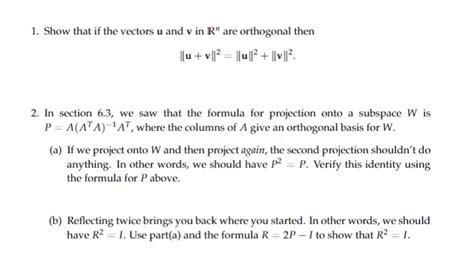 Solved Show That If The Vectors U And V In Rn Are Chegg