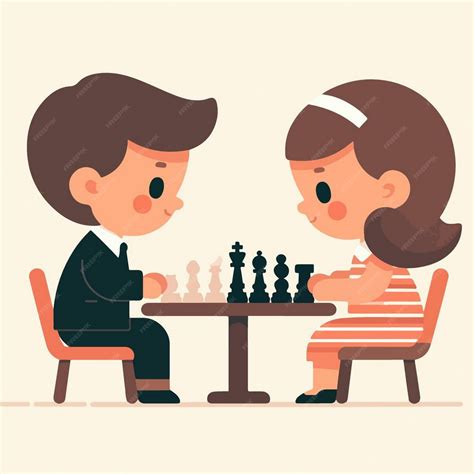 Векторная иллюстрация детей играющих в шахматы в стиле плоского дизайна Премиум векторы
