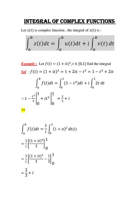 Solution Integral Of Complex Functions Studypool