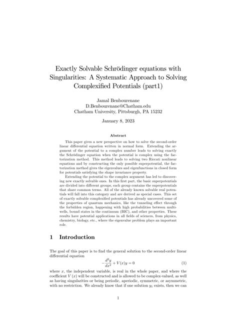 Pdf Exactly Solvable Schrödinger Equations With Singularities A Systematic Approach To