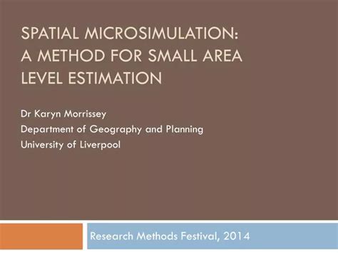 Ppt Spatial Microsimulation A Method For Small Area Level Estimation