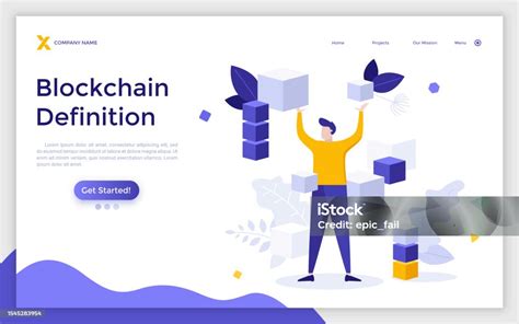 Template Halaman Arahan Dengan Manusia Memegang Elemen Kubik Atau Blok Bangunan Konsep Definisi