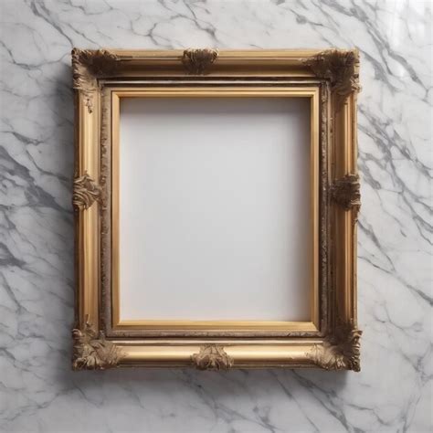 Rectangle Frame On White Marble Textured Background Premium Ai