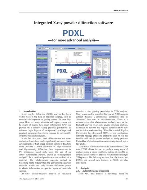 Rigaku Pdxl Xrd Analysis Software