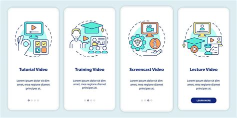 Microlearning Video Types Onboarding Mobile App Screen Tutorial Walkthrough 4 Steps Editable