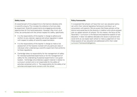 Secondary 1 Science Curriculum Framework