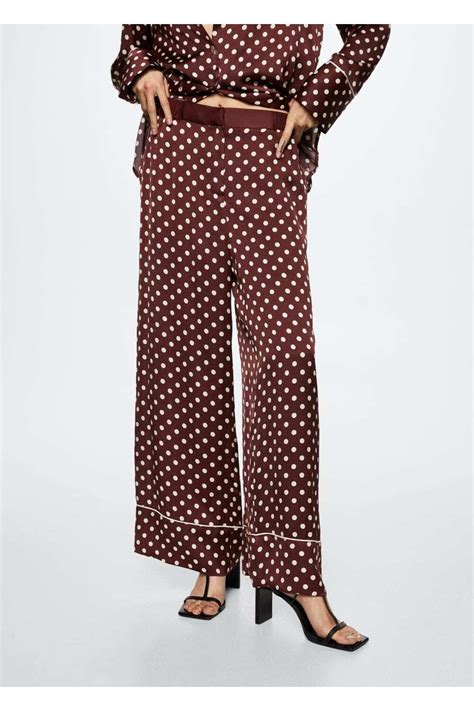 Mango Woman بنطلون بولكا من الساتان 37082880 مسواگ