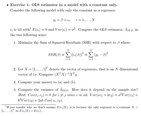 Solved Exercise 1 Ols Estimator In A Model With A