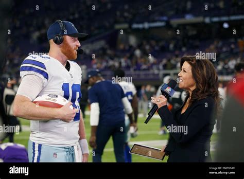 Michelle Tafoya Interviews Dallas Cowboys Quarterback Cooper Rush After An Nfl Football Game