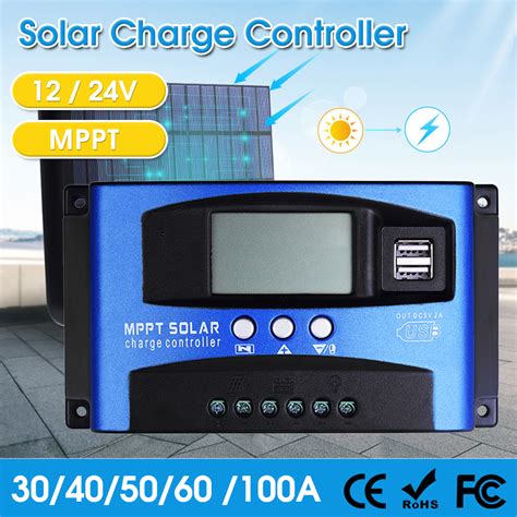 MPPT Solar Charge Controller Dual USB LCD Display Auto Solar Cell Panel Charger Regulator A