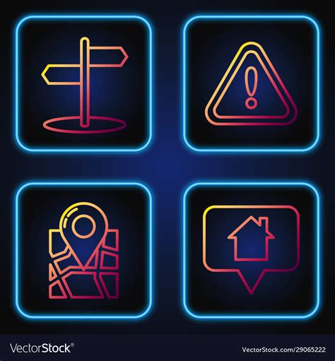 Set Line Map Pointer With House Folded Map Vector Image