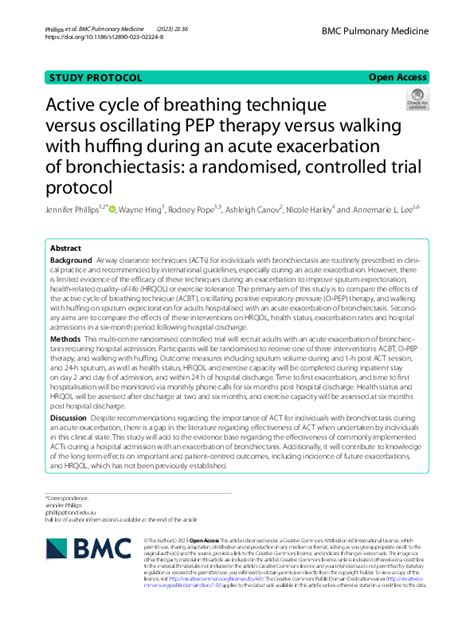 Pdf Active Cycle Of Breathing Technique Versus Oscillating Pep Therapy Versus Walking With