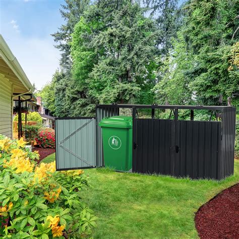 Outdoor Garbage Bin Storage Shed Galvanized For 3 Trash Outdoor Garbage Bin Storage Shed Galvanized For 3 Trash