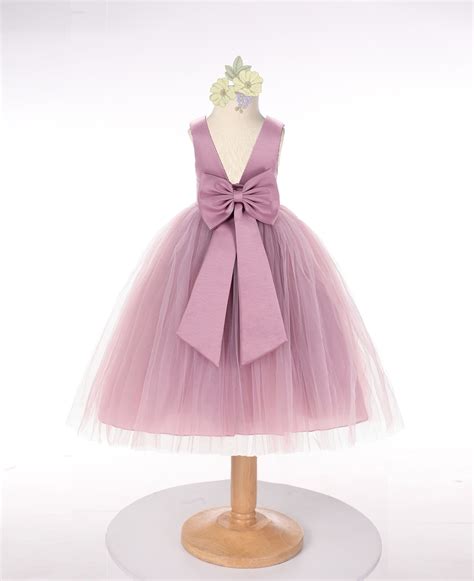 Elegant V Back Party Dress Gelomari Flower Girl Dress Satin V Back