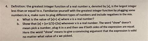 Solved Definition The Greatest Integer Function Of A Real