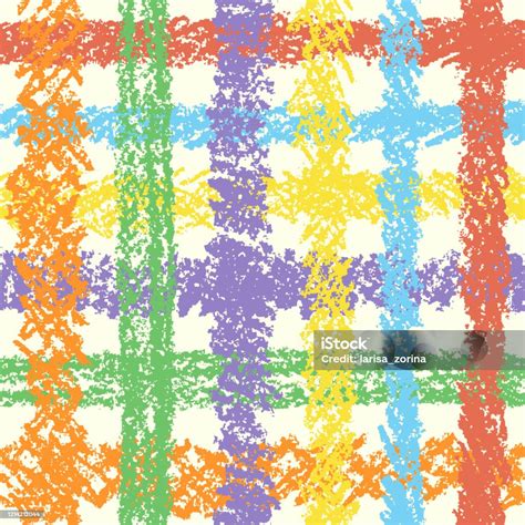 손 그리기 예술적인 매끄러운 체크 무늬 격자 무늬 패턴 화려한 크레용 파스텔 분필 또는 연필 아트 스트로크 배경 0명에 대한 스톡 벡터 아트 및 기타 이미지 Istock