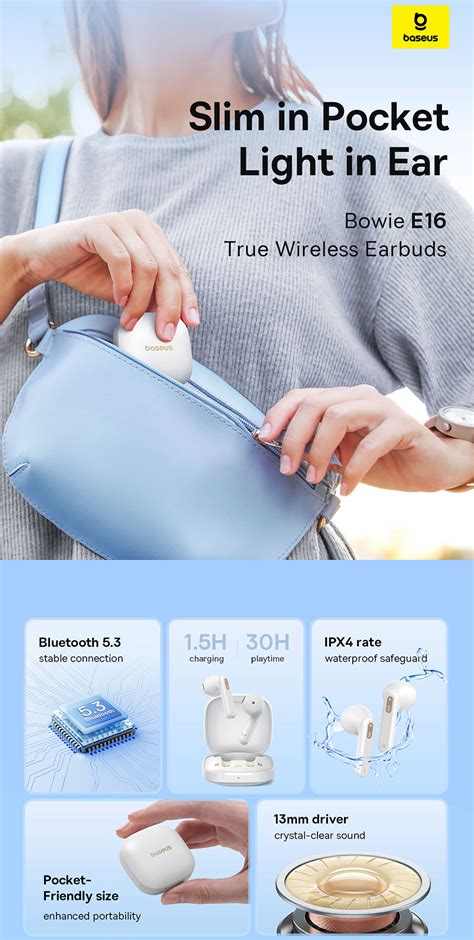 Baseus Tws E16 Wireless Earphones Bluetooth Hearphones Sport Earbuds
