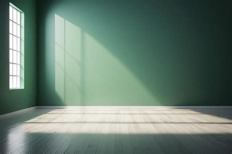 공허한 녹색 벽 방 스튜디오 배경과 바닥 그림자 빛 오버레이 잘 공간 제품 및 텍스트 프레젠테이션을 표시 스크린을위한 수직 이미지 프리미엄 사진