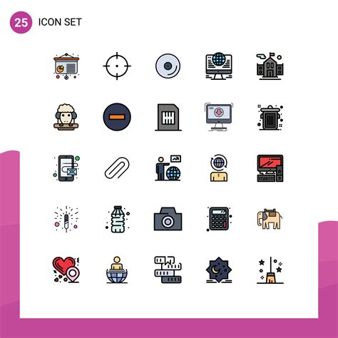 set of 25 modern ui icons symbols signs for easter flag media school globe editable vector
