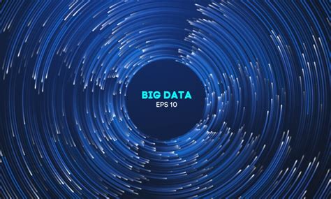 Circular Data Swirl On Dark Blue Technology Vector Image