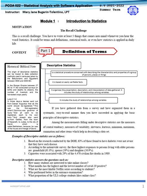 module 1 2 introduction to statistics pdf