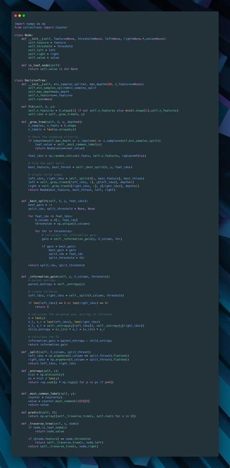 🟡 Machine Learning From Scratch With Python 4 ⚪️ Decision Tree From