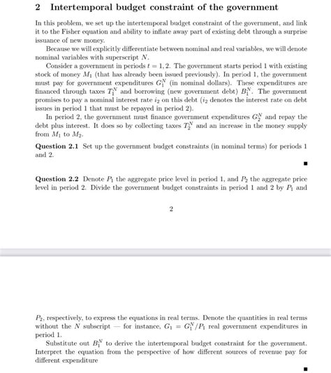2 Intertemporal Budget Constraint Of The Government