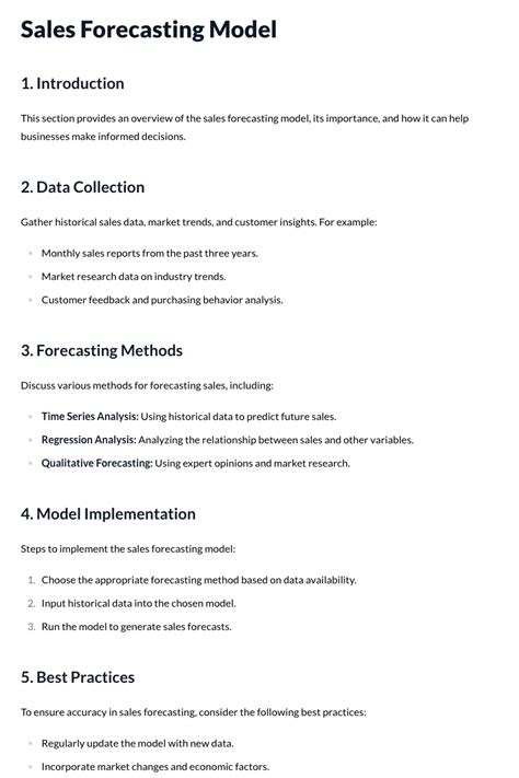 Sales Forecasting Model Template Collaborative Docs For Teams