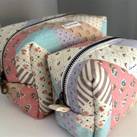 Patchwork Makeup Bag Set Toiletry Travel Pouch Cosmetic Bag Etsy