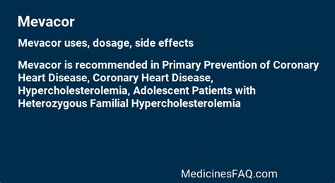 Mevacor Uses Dosage Side Effects Food Interaction And Faq