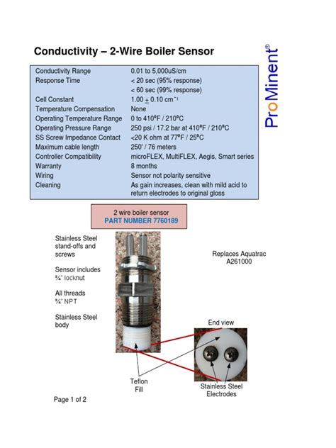 Aegis 1 Sensor Conductivity 2 Wire Boiler Sensor Pdf