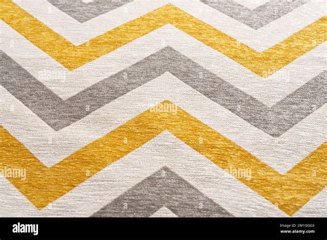 Colorful Fabric Texture With Zigzag Serial Lines Close Up Of Interior Designed Upholstery