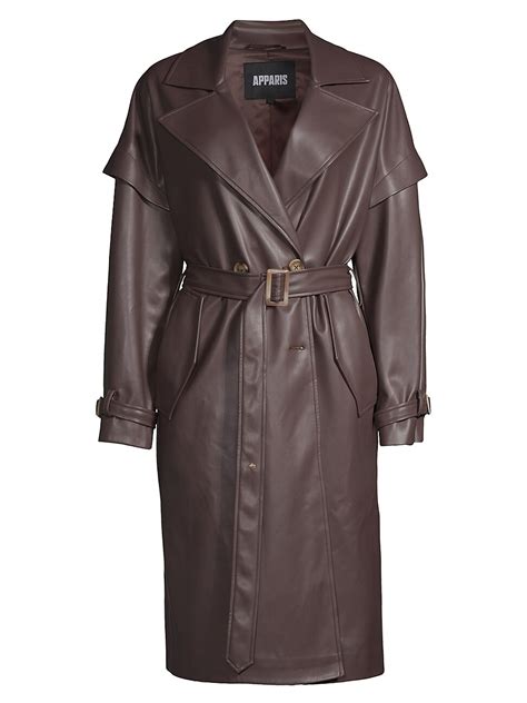 Natalia Belted Faux Leather Trench Coat Editorialist