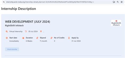 Rightshift Infotech On Linkedin Aicte Interested Webdevelopment